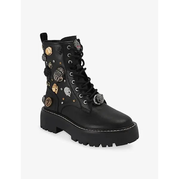 Kurt Geiger Matilda Eagles Leather Ankle Boots