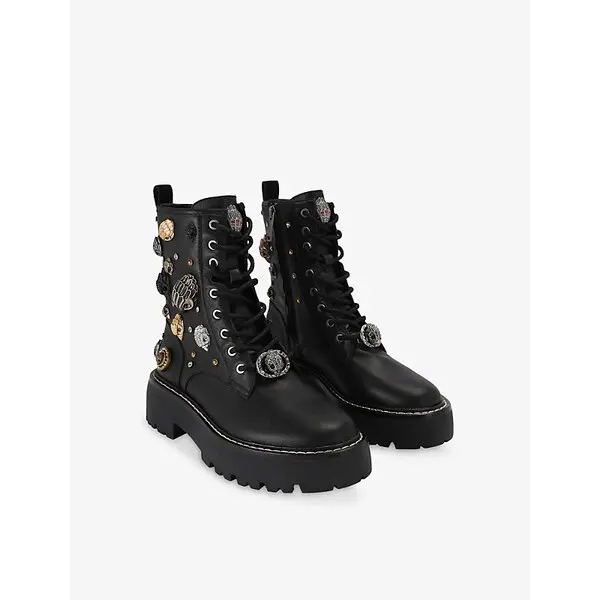 Kurt Geiger Matilda Eagles Leather Ankle Boots