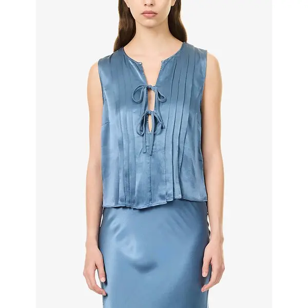Rails Aja Pleated Satin Top