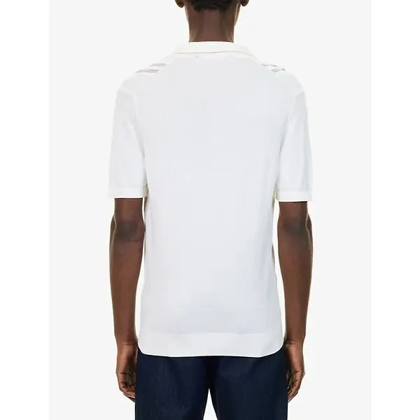 Orlebar Brown Horton Chevron-stripe Silk And Cotton-blend Polo Top