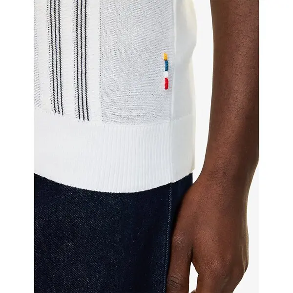 Orlebar Brown Horton Chevron-stripe Silk And Cotton-blend Polo Top