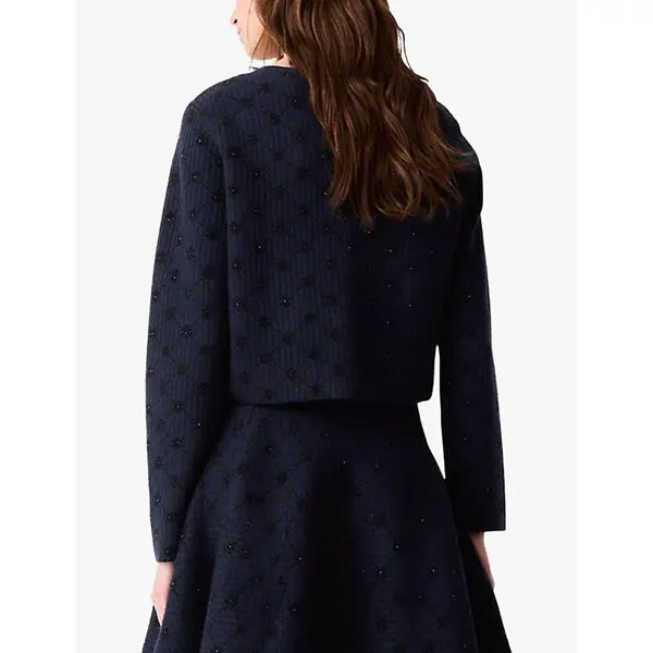 Maje Sequin-embellished Jacquard Woven Cardigan