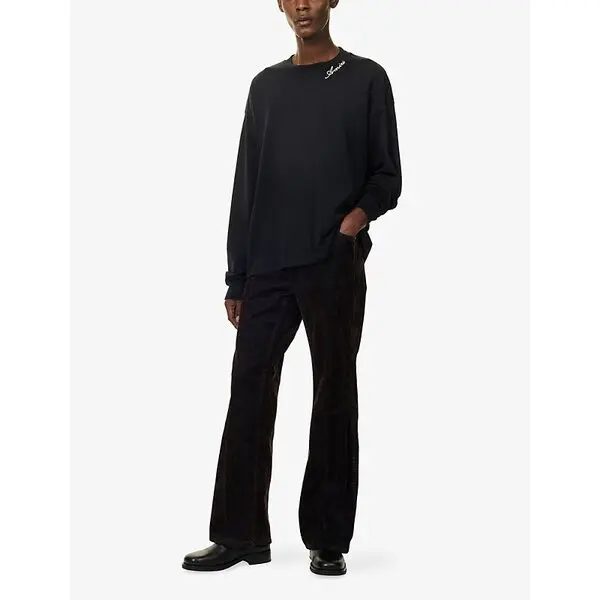 Amiri Embroidered-script Long-sleeve Cotton T-shirt - Black