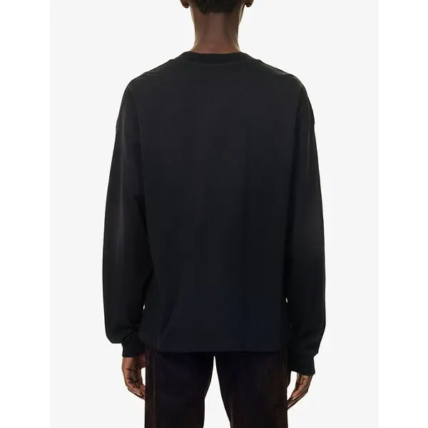 Amiri Embroidered-script Long-sleeve Cotton T-shirt - Black