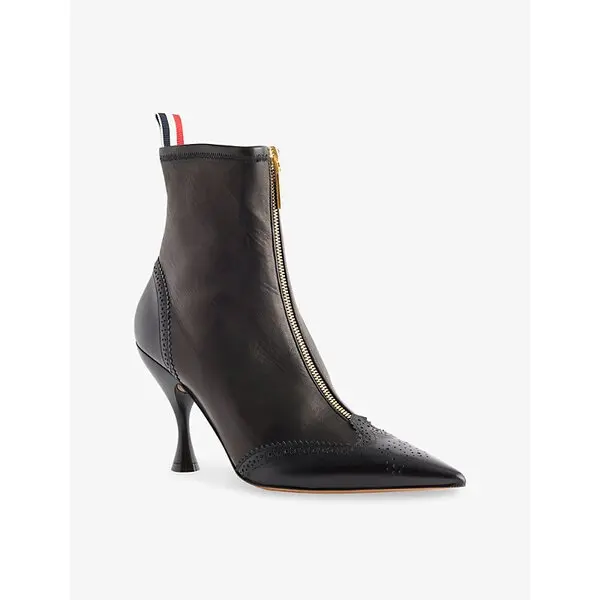Thom Browne Wingtip Leather Heeled Ankle Boots