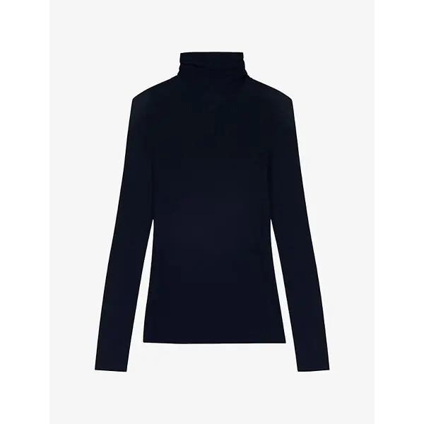 Maje High-neck Slim-fit Wool And Silk Jumper