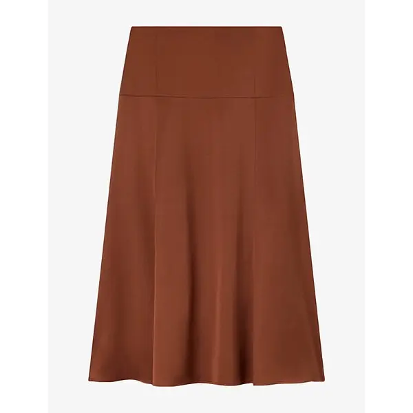 Whistles Flowy Panel-waist Satin Midi Skirt