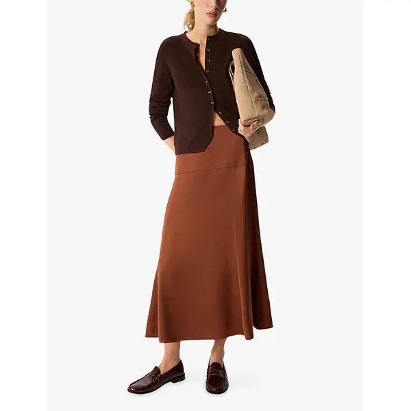 Whistles Flowy Panel-waist Satin Midi Skirt