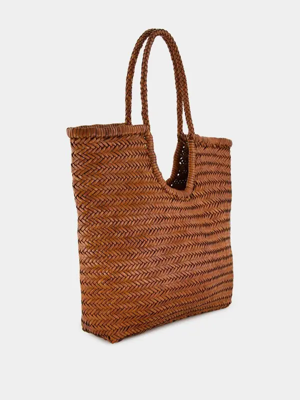 Dragon Diffusion Tan Ns Diagonal Triple Jump Leather Tote