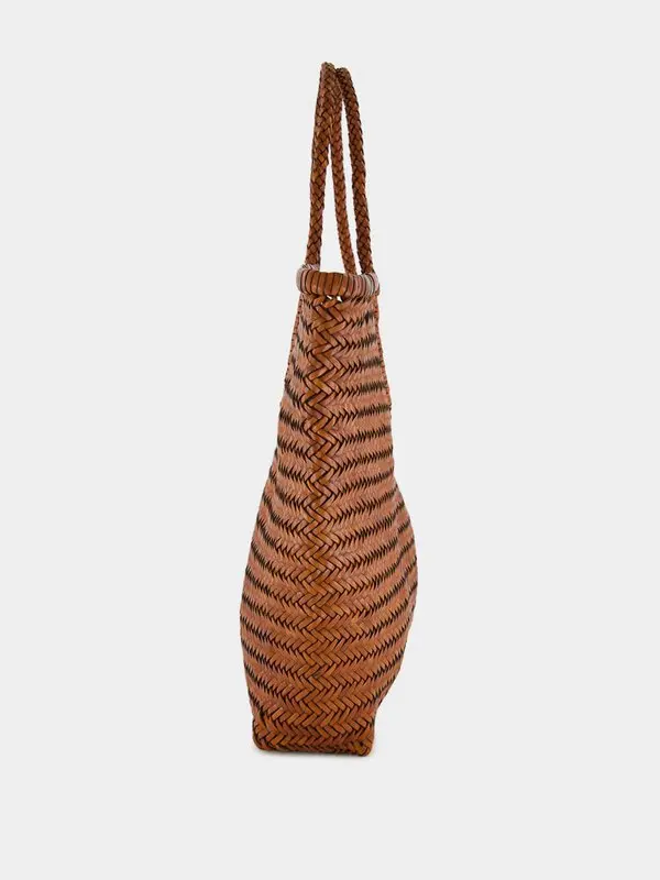 Dragon Diffusion Tan Ns Diagonal Triple Jump Leather Tote