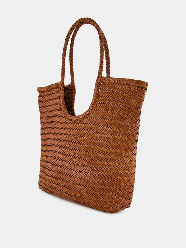 Dragon Diffusion Tan Ns Diagonal Triple Jump Leather Tote