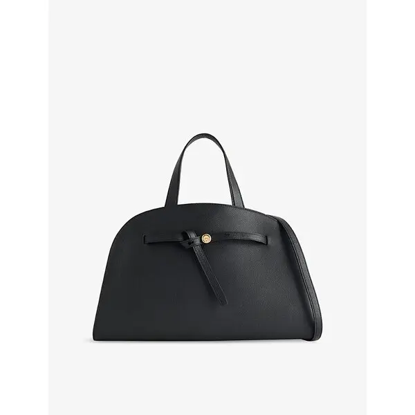 Tory Burch Romy Bauletto Leather Handbag - Black