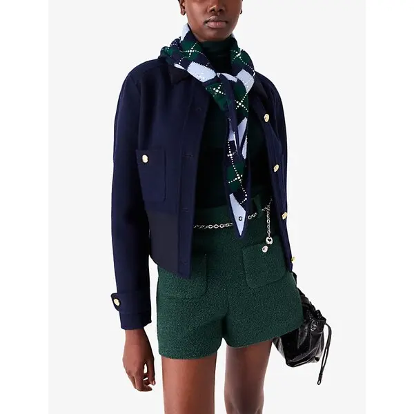 Maje Argyle Printed Wool Triangle Scarf