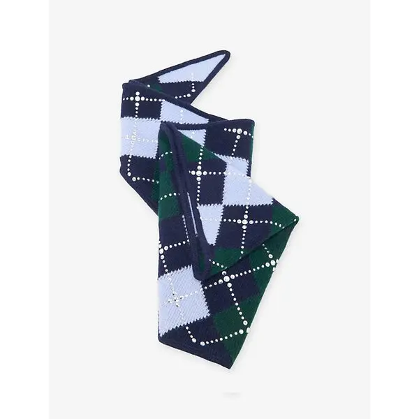 Maje Argyle Printed Wool Triangle Scarf