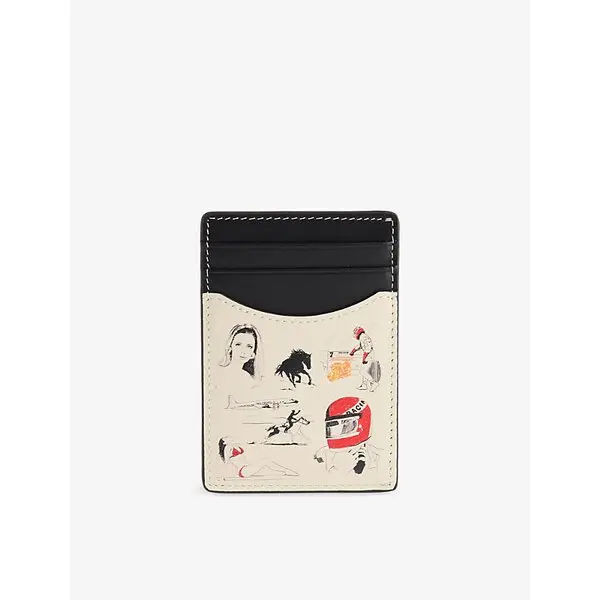 DUKE + DEXTER Graphic-print Leather Card Holder