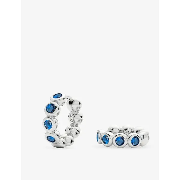 MISSOMA Tennis Small Plated Brass And Sapphire Blue Nano-crystal Hoop Earrings - Silver