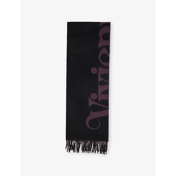 VIVIENNE WESTWOOD Two-toned Jacquard-logo Wool Scarf - Black