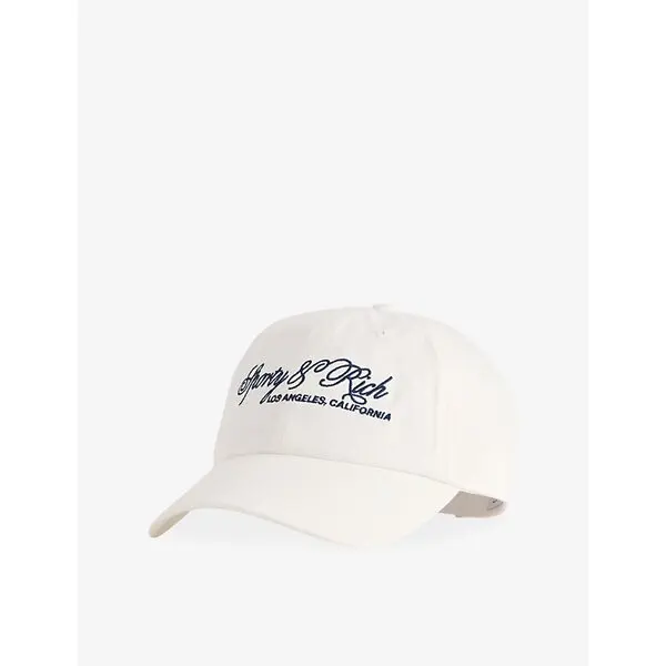 SPORTY & RICH International Embroidered Cotton Cap - Ecru