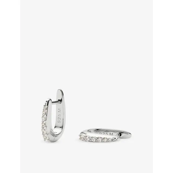 MISSOMA Pavé Claw Sterling- Plated Brass Huggies - Silver