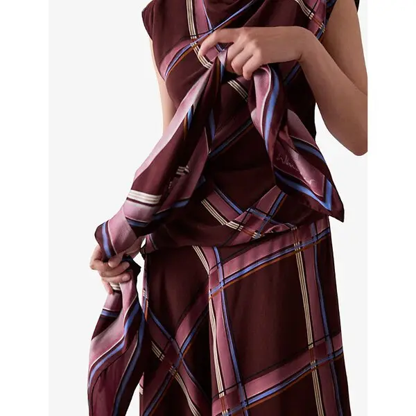 Whistles Checked Square Silk Scarf