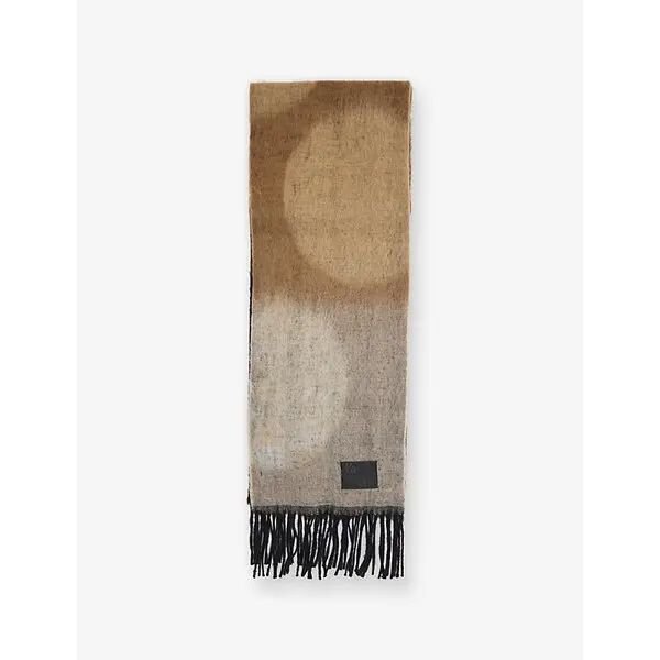 Paul Smith Polka-dot Fringed-trim Wool-blend Scarf - Brown