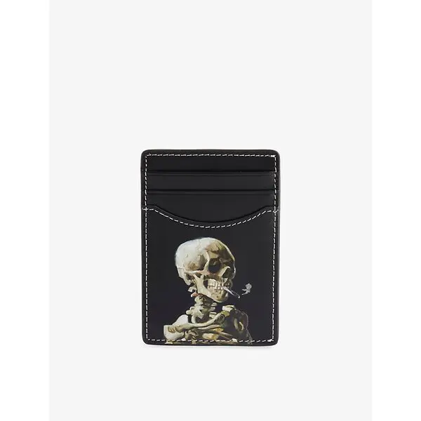 DUKE + DEXTER Skull-print Leather Card Holder