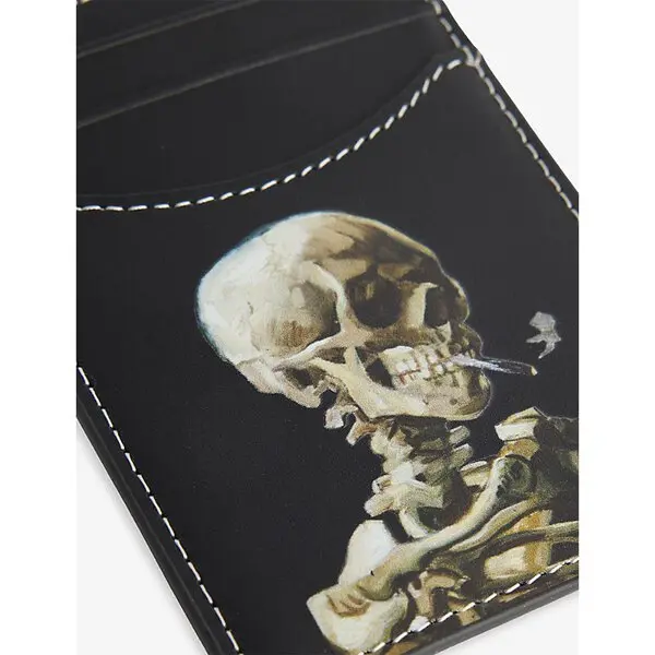 DUKE + DEXTER Skull-print Leather Card Holder