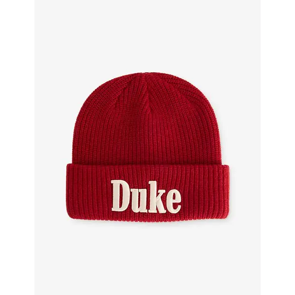 DUKE + DEXTER Logo Embroidered Fold-over Wool Beanie Hat - Red