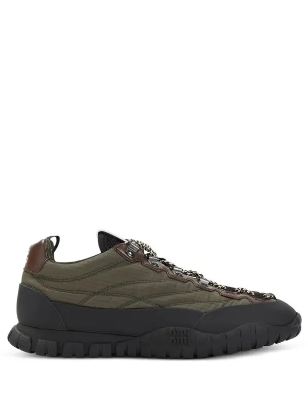 Miu Miu Sneakers In Technical Fabric And Leather - Green