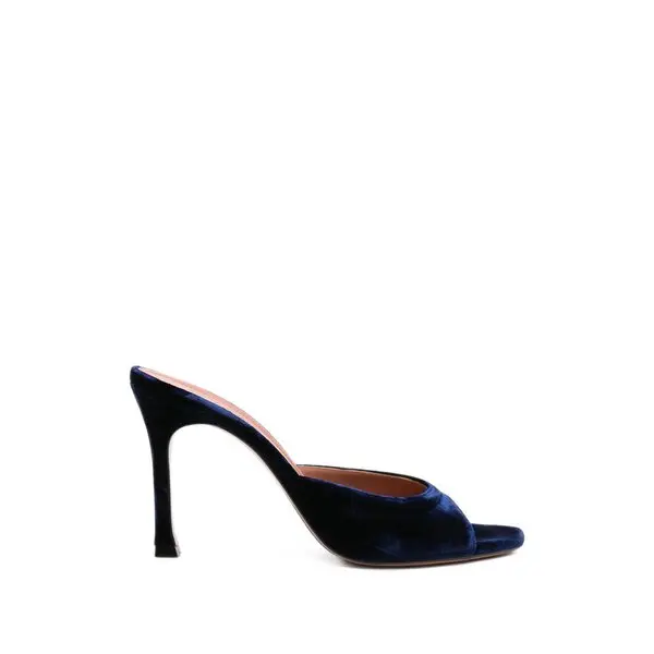Amina Muaddi Velvet Open Toe High Stiletto Heel Mules
