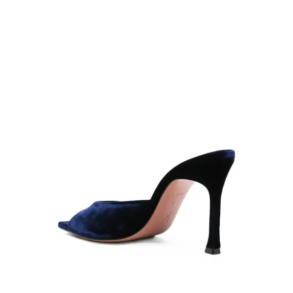 Amina Muaddi Velvet Open Toe High Stiletto Heel Mules