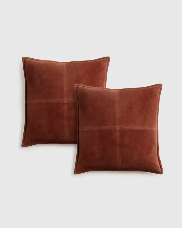 Quince Pieced Suede Pillow Cover - Rust