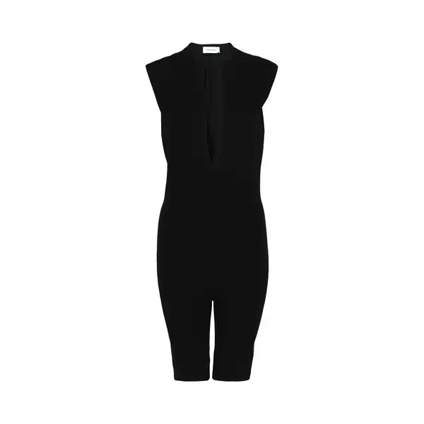 FERRAGAMO Plunging Sleeveless Romper - Black
