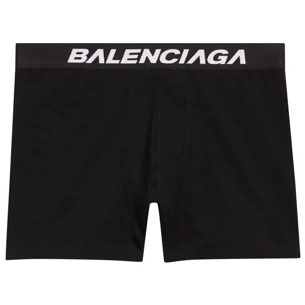 Balenciaga Racer Logo Waistband Boxer Briefs - Black