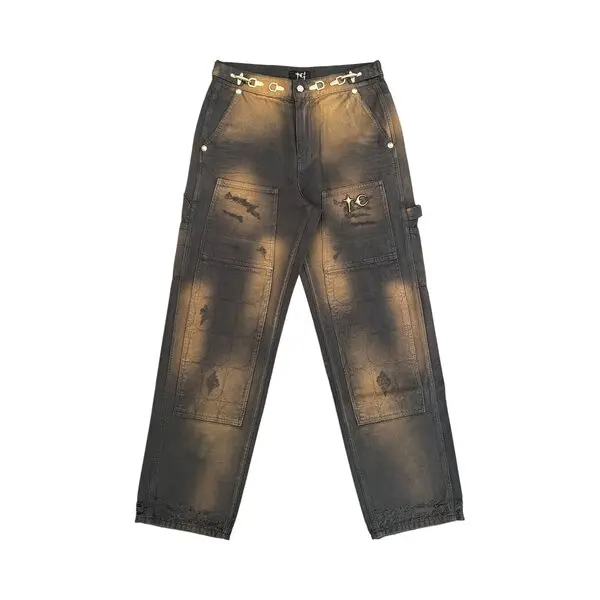 THUG CLUB Two Tone Washed Pants 'rust/black - Red