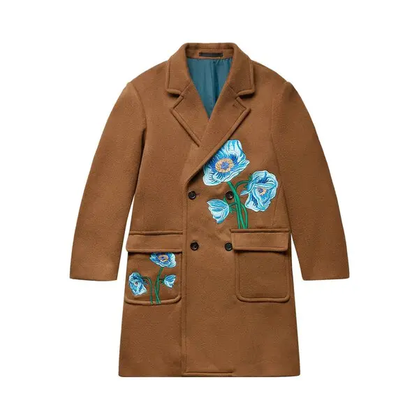 AWAKE NY Floral Oversized Overcoat 'mocha - Brown