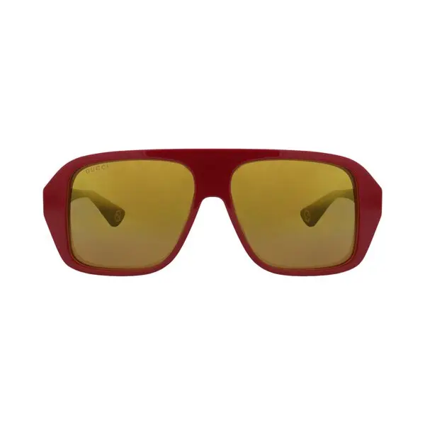 Gucci Aviator-frame Recycled Acetate Sunglasses /gold - Red