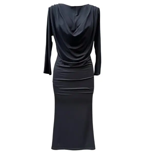 IMAATU Sculpting Elastic Viscose Waterfall Drape Midi Dress