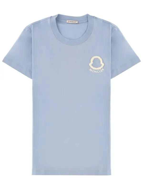 Moncler Logo-embroidered Cotton T-shirt - Azure