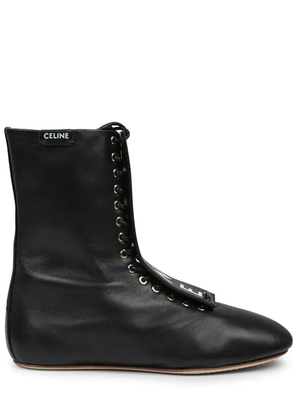 Celine Logo-embossed Lambskin Ankle Boots