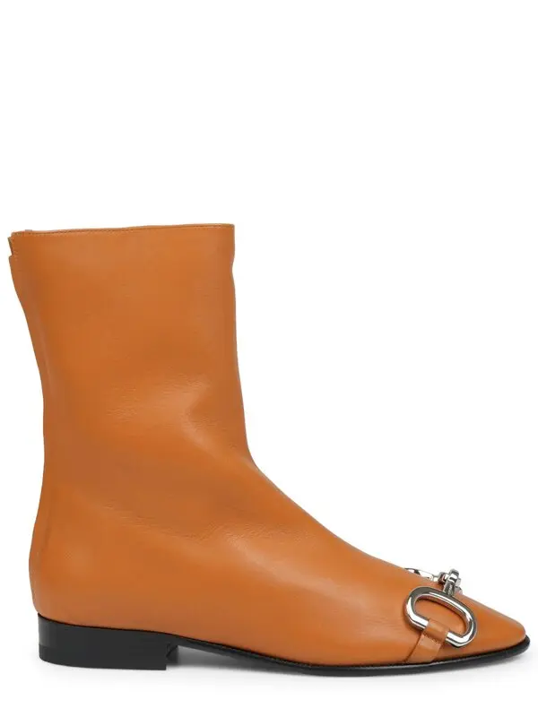 Celine Leather Ankle Boots With Strap Detail