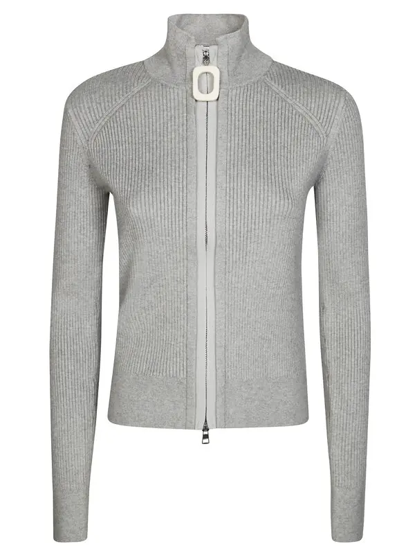 JW Anderson Zip-up Cardigan In Cotton & Cashmere - Grigio