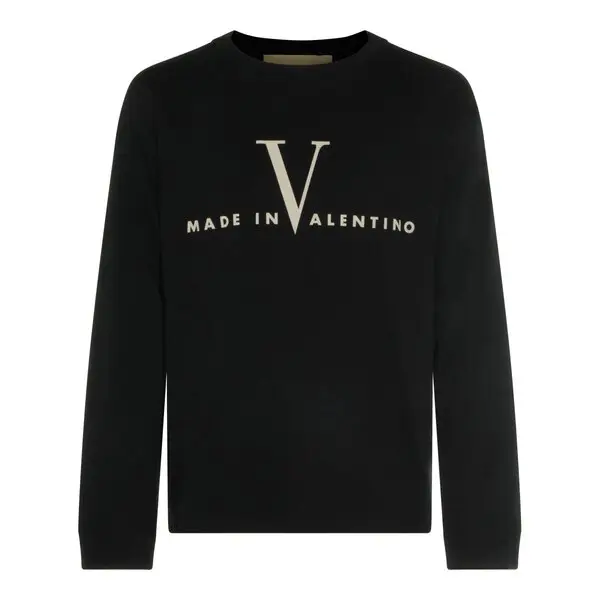 Valentino Garavani Crewneck Sweatshirt With Ribbed Cuffs - Nero