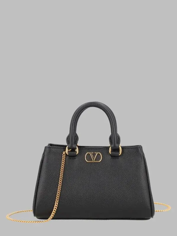 Valentino Garavani Vlogo Signature Mini Leather Handbag - Black