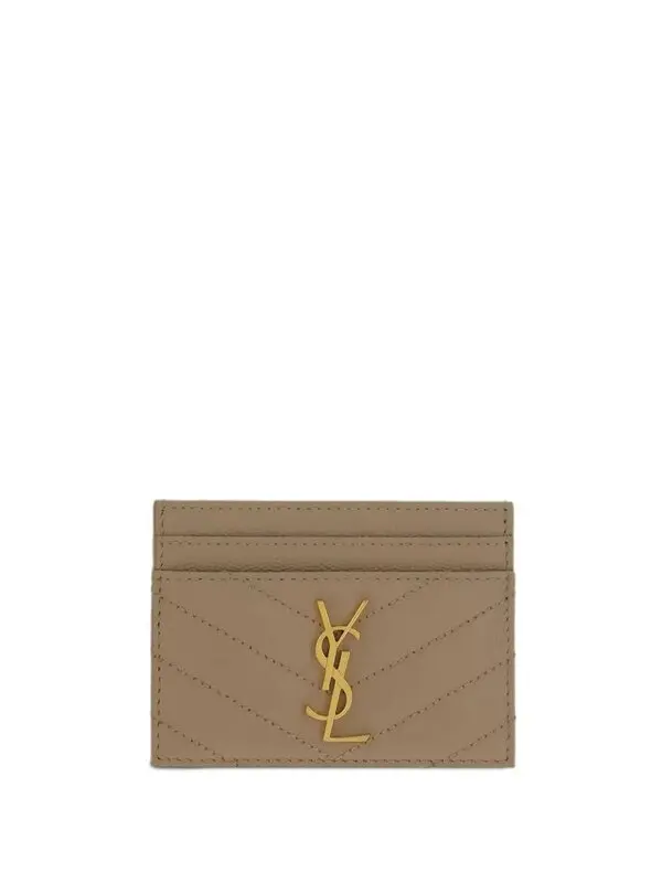 Saint Laurent Mini Monogram Card Holder - Beige