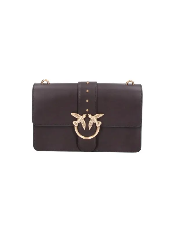 Pinko Leather Flap Shoulder Bag - Brown