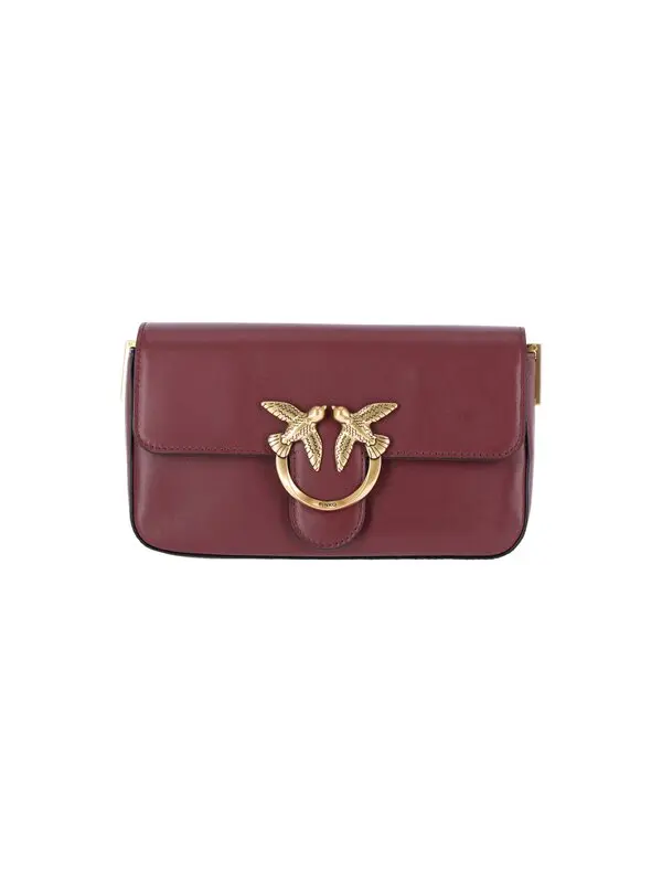 Pinko Leather Flap Shoulder Bag - Red