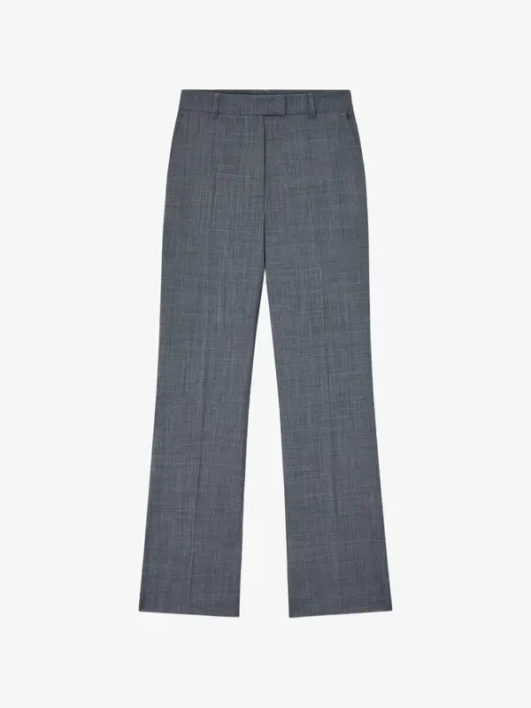 GANNI Slim-fit Button & Zip Wool-blend Pants With Belt Loops And Double Welt Pockets - Grigio