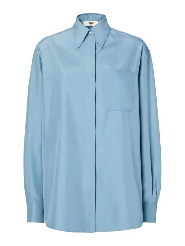 Fendi Logo Silk Shirt - Azure
