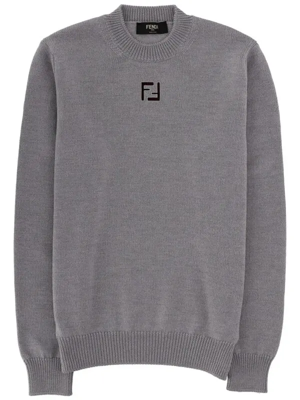 Fendi Logo Crewneck T-shirt In Virgin Wool, Regular Fit